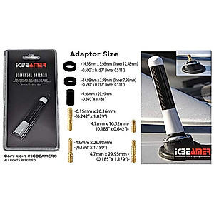 ICBEAMER 3" 76 mm Carbon Fiber Polished Finish & White Aluminum Short Automotive Antenna with Internal Copper Coil Universal Fit AM/FM Radio Antenna Replacement Compatible for Car, Truck and Van