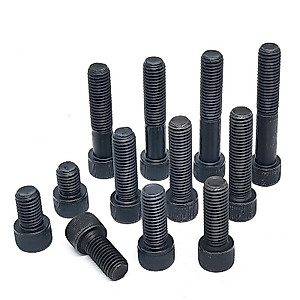 M12-1.75 x 25mm Socket Head Cap Screws, 12.9 Grade Alloy Steel, Allen Socket Drive, Black Oxide Finish, Full Thread,（5 Pcs）