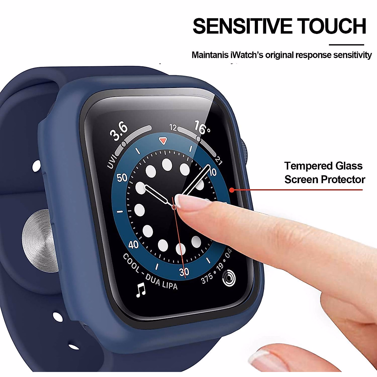 12 Pack Case with Tempered Glass Screen Protector for Apple Watch 44mm SE 2 Series 6 5 4 SE, Cuteey Full Protective Matte PC Cover for Iwatch 44mm Accessories