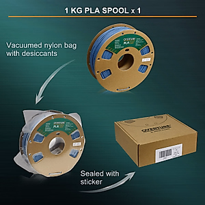 OVERTURE PLA Filament 1.75mm PLA 3D Printer Filament, 1kg Cardboard Spool (2.2lbs), Dimensional Accuracy +/- 0.02mm, Fit Most FDM Printer (Jeans Blue)