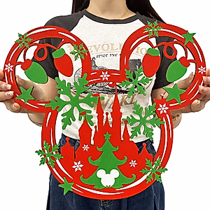 Christmas Door Decorations Christmas Mouse Wooden Door Hanging Sign Red Christmas Ornaments Welcome Sign for Front Door Christmas Wall Hanging Sign for Christmas Party Supplies Indoor Outdoor