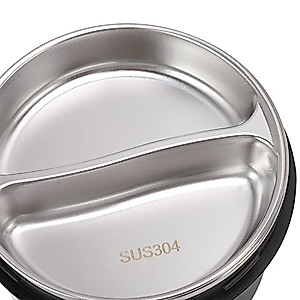 plplaaoo Microwave Ramen Bowl Set,Ramen Soup Bowl Air Tight Lid,Stainless Steel Noodle Bowl Lunch Box Double Layer Ramen Bowl with Handle Lid Fork and Spoon for Office Workers Students(Black)