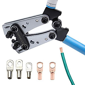 Knoweasy Battery Cable Lug Crimping Tool - Wire Crimper Tool for Heavy Duty Wire Lugs, Battery Terminals, and Copper Lugs - AWG 10, 8, 6, 4, 2, 1/0 Battery Cable Lug Crimper
