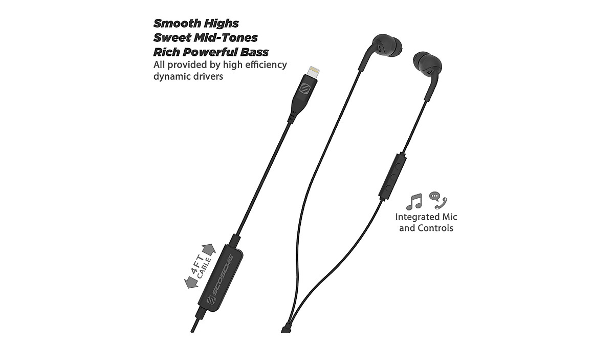 Scosche IDR301L Wired Earbuds for Apple Lightning Devices with Built-in ...