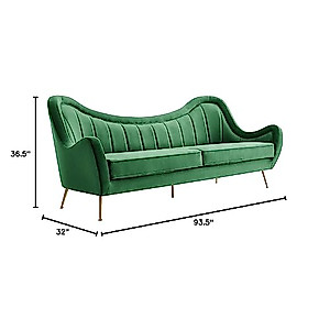 Modway EEI-5874-EME Cheshire Channel Tufted Performance Velvet Sofa, Emerald