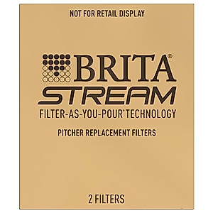 Brita Stream Pitcher Water Filter for Pitchers and Dispensers, BPA-Free, Replaces 1,800 Plastic Water Bottles a Year, Lasts Two Months or 40 Gallons, Includes 2 Filters