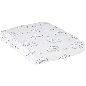 SwaddleDesigns Softest Cotton Muslin Fitted Crib Sheet/Toddler Sheet for Baby Boy & Girl, Blue Doggie & Starball