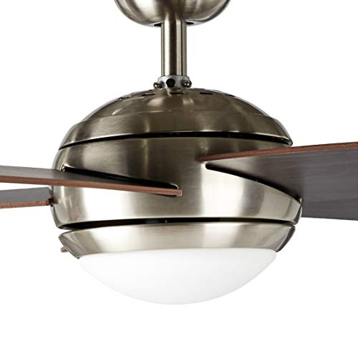 Amazon Basics 52-Inch Ceiling Fan - Includes Integrated Dimmable LED Light Kit and Remote Control - Five Blades, Satin Chrome Finish