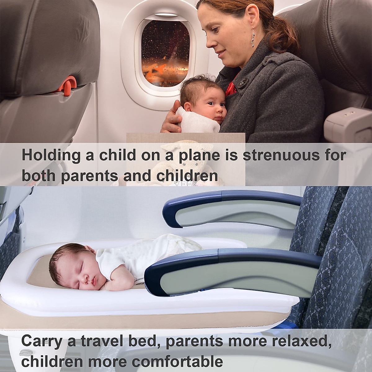 FIXMSV Toddler Airplane Bed Inflatable Bed for Airplane, Kids Bed Airplane, Car Baby Bed, Inflatable Toddler Plane Bed, Airplane Seat Extender for Kids with Folding Puzzles