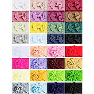 WILLBOND 32 Pcs Baby girls Headbands 2 Styles cute Baby Hairbands with Bows Chiffon Flower Soft Elastic Nylon Baby Bows Hair Accessories for Baby Girls Newborns Infants Toddlers