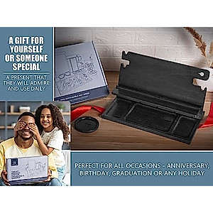 Black Extra Large Wood Phone Docking Station - Nightstand Organizer for Men & Women, iPad Stand For Desk, Tablet Stand Holder, Apple Watch Compatible, Holds Phones, Tablets, Keys, Glasses, EDC & more