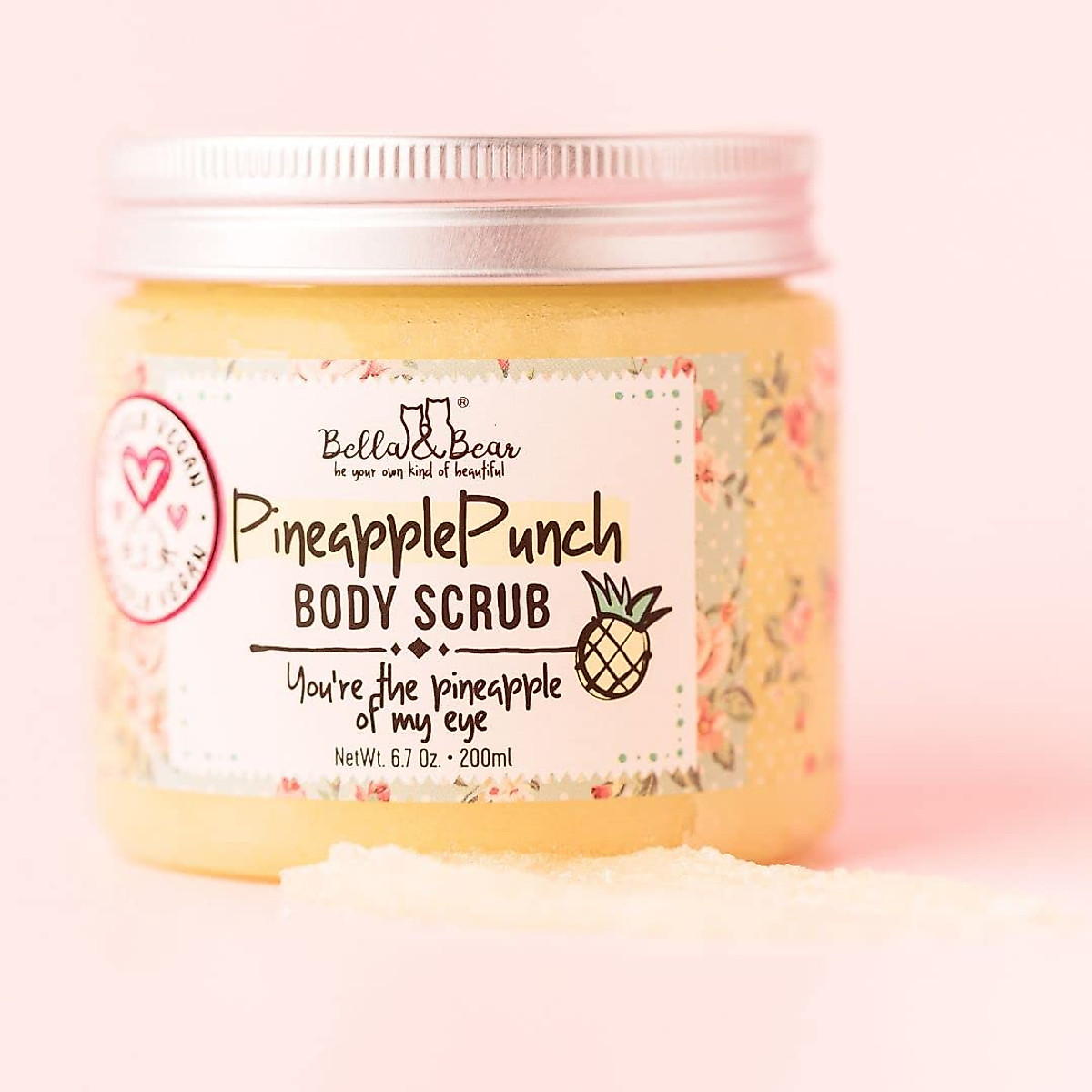 Bella & Bear Pineapple Body Scrub Exfoliator - Vegan Travel Size (3.4oz)