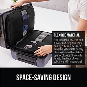 GORILLA GRIP Packing Cubes, Travel Essentials for Suitcase, Mesh Organizer Bags for Clothes Toiletries Shoes and Laundry, Luggage and Carry On Airplane Accessories, Traveling Must Haves, 3 Set Black