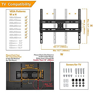 5Rcom Universal TV Stand, Height Adjustable Table Top Swivel TV Stand w/Tempered Glass Base for 27 32 37 40 43 46 50 55 60 inch Flat Screen TVs, Holds up to 88 lbs, TV Stand with Mount
