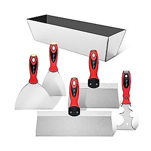 Bates- Drywall Knife Set, 6pcs, Drywall Tools Finishing, Drywall Mud Pan, Spackle Tool, Drywall Finishing Tools, Drywall Mud Tools, Putty Knife Set, Putty Knives, Drywall Pan