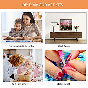 WHITELOTOUS Christmas Wreath Diamond Painting Kits, Xmas Wreath Diamond Art Kits for Adults, Garland Partial Drill Shiny Diamond Embroidery Pictures Arts Craft for Home Wall Decor Gift 30x30/12x12