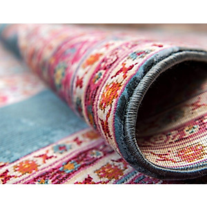 Unique Loom Baracoa Collection Area Rug - Regla (5' 5" x 8' Rectangle, Turquoise/ Ivory)