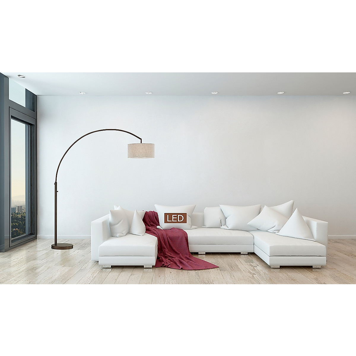 Artiva USA LED602211FBT Elena Led Arch Floor Lamp, 80", Antique Bronze