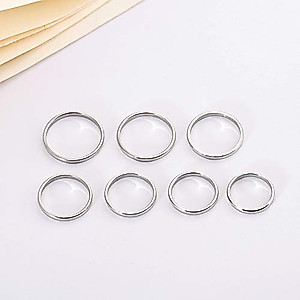 ANAZOZ 7pcs 2MM Stainless Steel Women Stackable Eternity Ring Band Engagement Wedding Ring Set