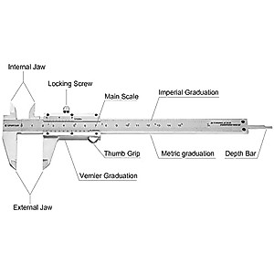 Spurtar Stainless Steel Vernier Caliper 6 inch / 150mm Caliper Measuring Tool 1/128in 0.05mm High Precision Manual Caliper Pie de Rey - Calipers Non Digital