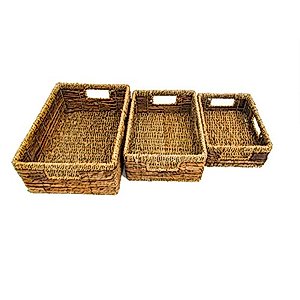 Trademark Innovations Banana Leaf Nesting Basket Organizer Set with Handles (Set of 3)