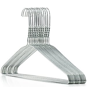 HANGERWORLD Silver Wire Metal Hangers Heavy Duty 20 Pack, 16 Inch 10 Gauge Strong, No Shoulder Bump Coat Hanger Style