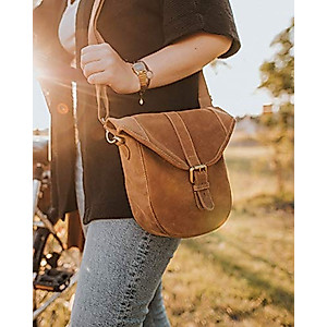 Gusti bag Leather-Félicia B. adapter Handlebar bag shoulder bag satchel cross body bag bike bag incl. KLICKfix plate leather bag brown leather
