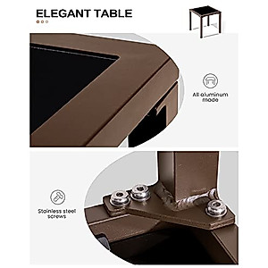 Crestlive Products 2PCS Patio Chaise Lounges and 1PC Table Set Aluminum Adjustable Lounge Chairs with Tempered Glass Side Table, Curved Design, All-Weather Outdoor Recliners (Beige)