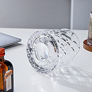 Kingrol 6 Pack Whiskey Glasses, 8.5 oz Spill-Resistant Old Fashioned Glasses, Rotatable Glassware Set for Drinking Bourbon, Scotch, Liquor, Cocktails, Beverages