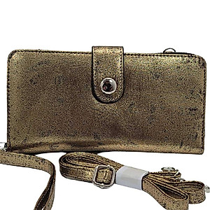 R2N fashions Western Rhinestone Studded SKull Concealed Carry Handbag and wallet set (Metallic pinK)