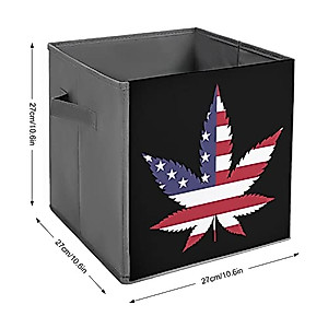 Weed US Flag Collapsible Storage Bins Basics Folding Fabric Storage Cubes Organizer Boxes with Handles