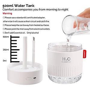 Portable Mini Humidifier, 500ml Small Cool Mist Humidifier, USB Personal Desktop Humidifier for Baby Bedroom Travel Office Home, Auto Shut-Off, 2 Mist Modes, Super Quiet, White