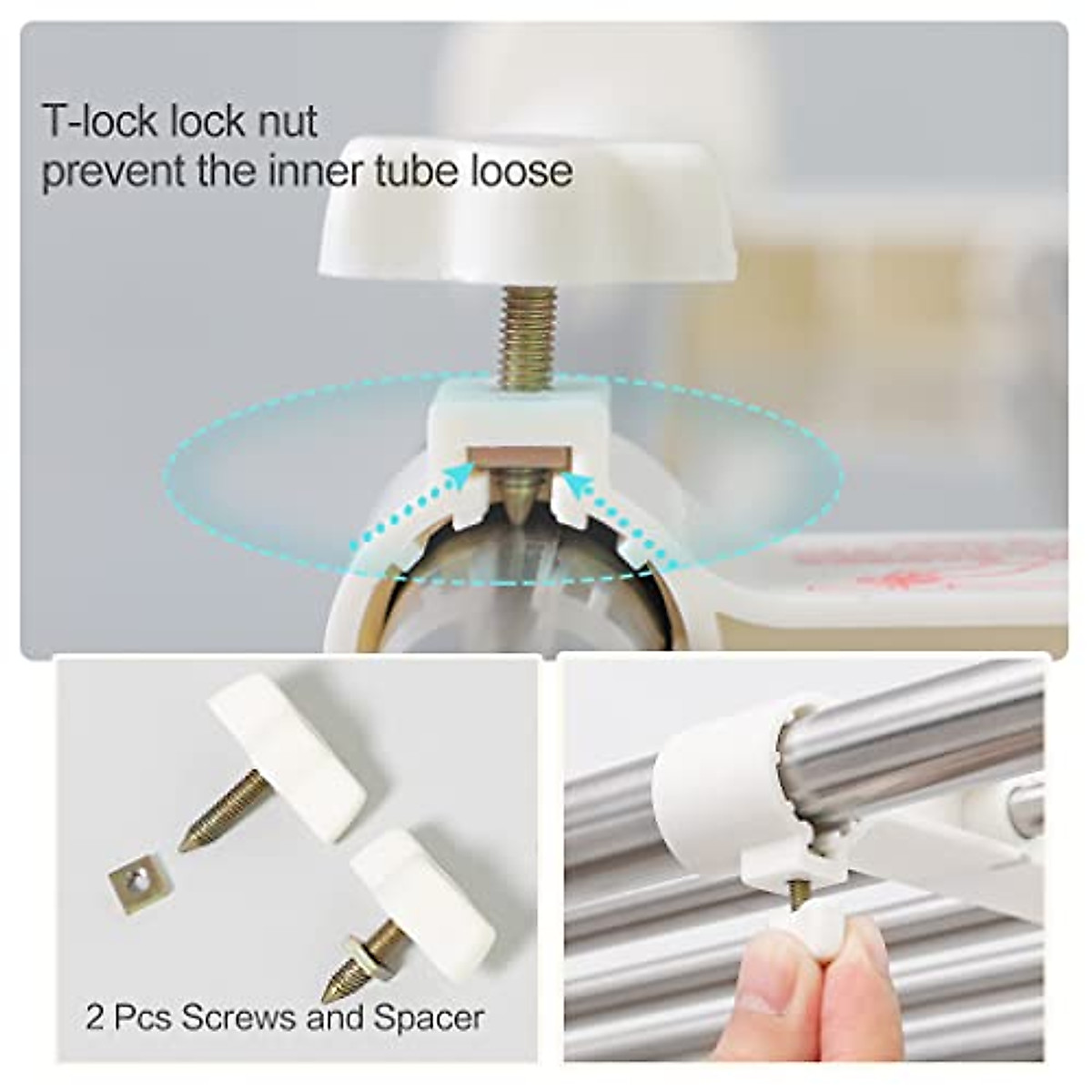 DAHOOMII Adjustable Closet Shelf Divider Tension Rod Expandable Clothes Storage Hanger Coat Rack DIY Stainless Steel Organizer Cabinets Separators Space Saver - Ivory