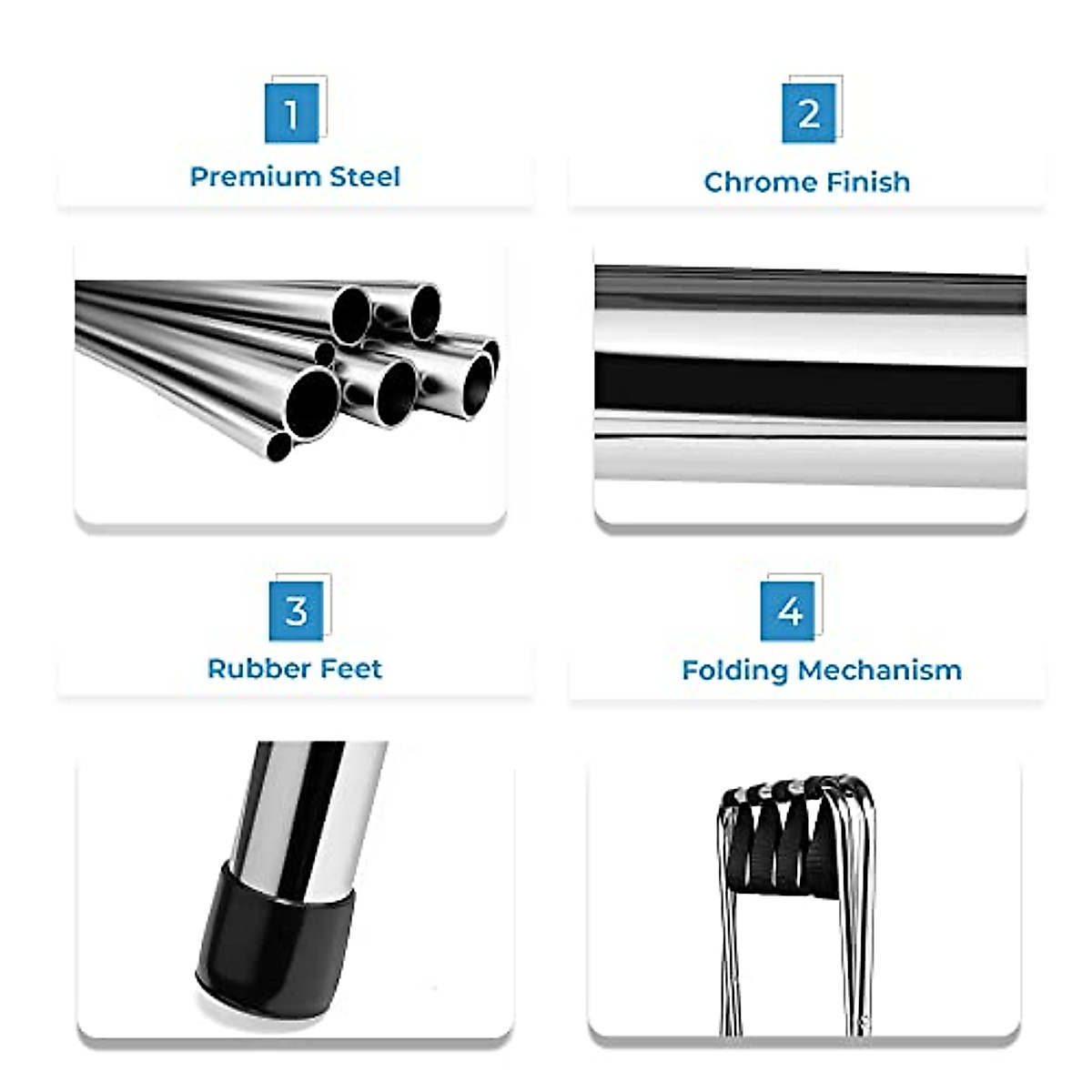 USTECH X-Shape Single Tier Foldable Sturdy Luggage Rack with Nylon Straps & Rubber Feet for Added Stability | Metal Stand Shoe Rack for Guest Room Storage | Perfect for Small Spaces