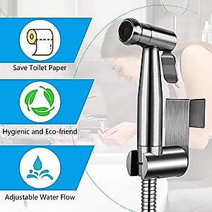 Handheld Bidet Sprayer for Toilet, Stainless Steel Bathroom Bidet Sprayer Set with Anti-Leaking Hose & 2 Water Pressure, Perfect for Feminine Wash, Cloth Diaper Cleaning, Baby Wash & Pets Shower