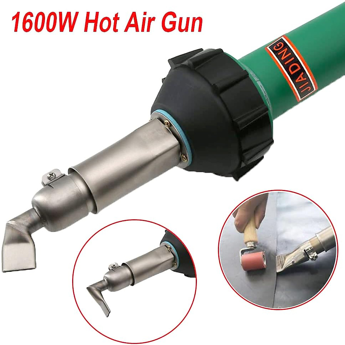 110V 1600W Plastic Welding Gun Hot Air Heat Gun Adjustable Temperature PVC TPO Welding Kit Accessories Speed Nozzle Roller Dolphin Knife Hook