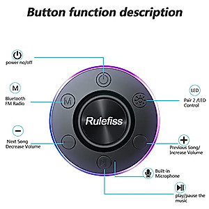Rulefiss Shower Speaker, Bluetooth Speakers Waterproof IP7 with Suction Cup, Portable Speaker with LED Light, 3D Crystal Sound & Bass, Shower Radio for Bathroom, Kayak, Pool, Beach, Bike [2022 New]