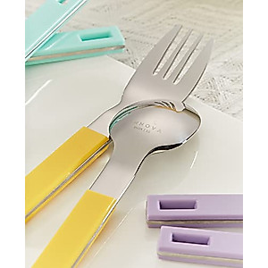 ANNOVA Children's Flatware 6 Pieces Kids Silverware - Stainless Steel - 3 x Safe Forks, 3 x Tablespoons - Toddler Utensils Without Knives for Lunch Box BPA Free Block (6 Pieces, Mix Color)