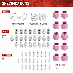RX WELD 52Pcs Plasma Cutter Torch Consumables Electrode Nozzles Cups Kit Galvanized Copper Ceramic AG-60 Consumables
