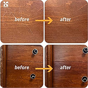 Katzco Total Furniture Repair Kit - Set of 34 - Resin Repair Wood Filler, Brushes, Markers with Plastic Scraper - for Stains, Scratches, Wood Floors, Tables, Desks, Carpenters, Bedposts