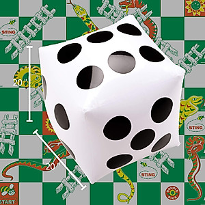 Novelty Place 2 Pcs Jumbo Inflatable Dice, 20" White and Black Giant Dice for Indoor and Outdoor Broad Game, Ludo and Pool Party