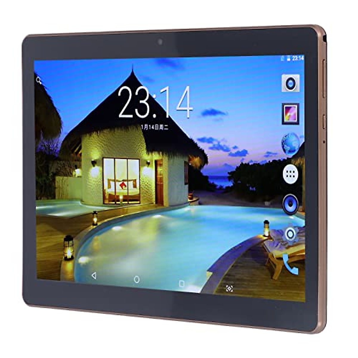 Smart Tablet, Flash CNC High Gloss Edge Body 0.3MP Front 2MP Rear Gold 5500mAh Octa Core Tablet with Plug for Daily (US Plug)