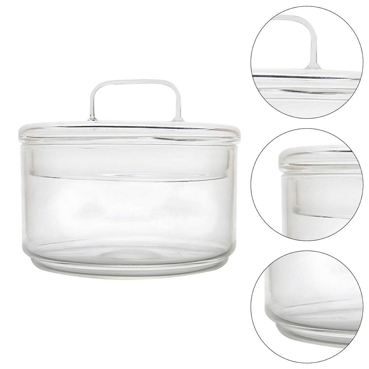 CALLARON Cups Glass Soup Bowl 1pc Glass Bowl Sank With Cover Large Glass Salad Bowl Clear Borosilicate Glass