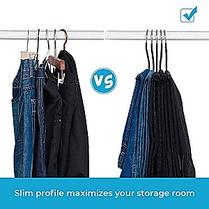 JS HANGER Non Slip Pants Hangers 20 Pack Open Ended Easy Slid Slacks Hangers, Durable Anti-Rust Space Saving Metal Jeans Hangers, Chrome and Black Friction