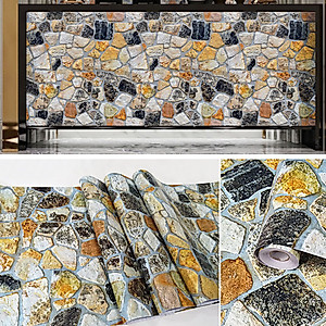 SimpleLife4U Loft Brick Effect Shelf Liner Studio Bar Pub Wall Decorative Vinyl Paper 17.8 Inch by 9.8 Feet