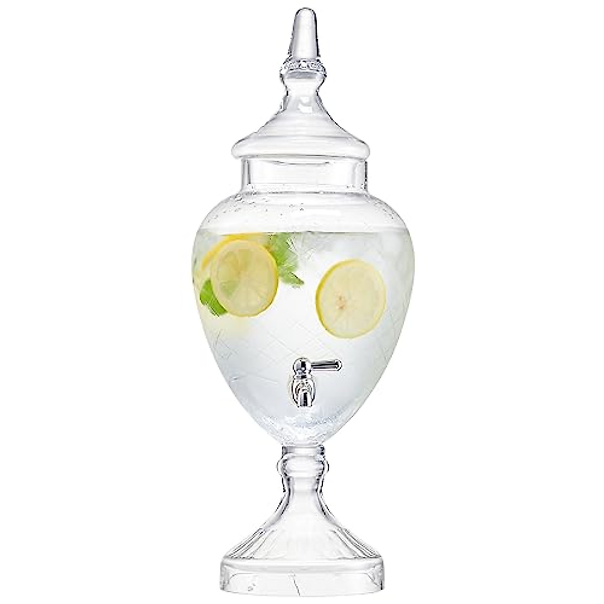 Fifth Avenue Crystal Beverage Dispenser for Countertop - 1 Gallon Large Glass Drink Dispenser w/Spigot & Lid - Party Drink Dispenser for Sweet Tea Lemonade Punch Water, Juice Dispensers for Parties