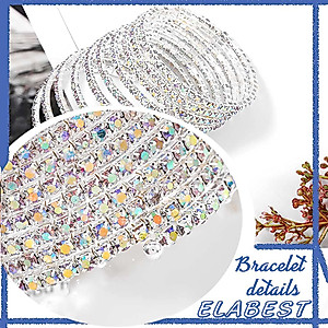 ELABEST Multi Row Crystal Bracelet Stretch Rhinestone Bling Hand Chain Bridal Ball Body Jewelry Accessories for Women (Colorful)