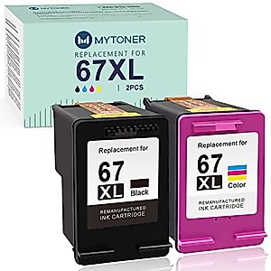 MYTONER 67XL Remanufactured Ink Cartridge Replacement for HP 67XL 67 XL 67 Ink High Yield for HP DeskJet 2755 2725 2723 2722 1255 Plus 4152 4155 Envy Pro 6458 6455 6052 Printer (Black, Color, 2 Pack)