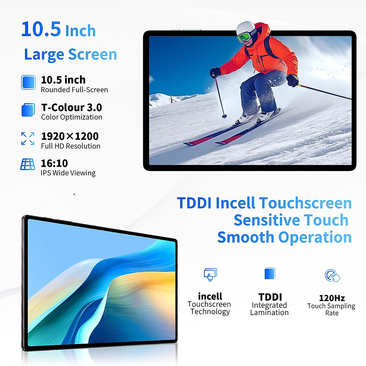 TECLAST Tablet 10.4 inch Android 13 Tablets, 16GB+128GB 1TB Expand Android Tablet, 8 core Processor, 1920 * 1200 2K IPS, 2.4G/5G WiFi Support 4G LTE, 8MP+13MP Dual Camera, 7200mAh, BT 5.0, GPS