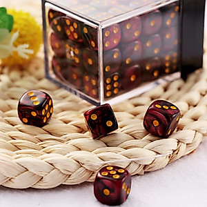 36 of Pack 12MM 6 Sided Mini Dice Set,Two Colours D6 Game Dice Set, 6 Sided Standard Dices for Yahtzee, Bunco or Teaching Math,with Portable Plastic Box(Dark Red+Black)